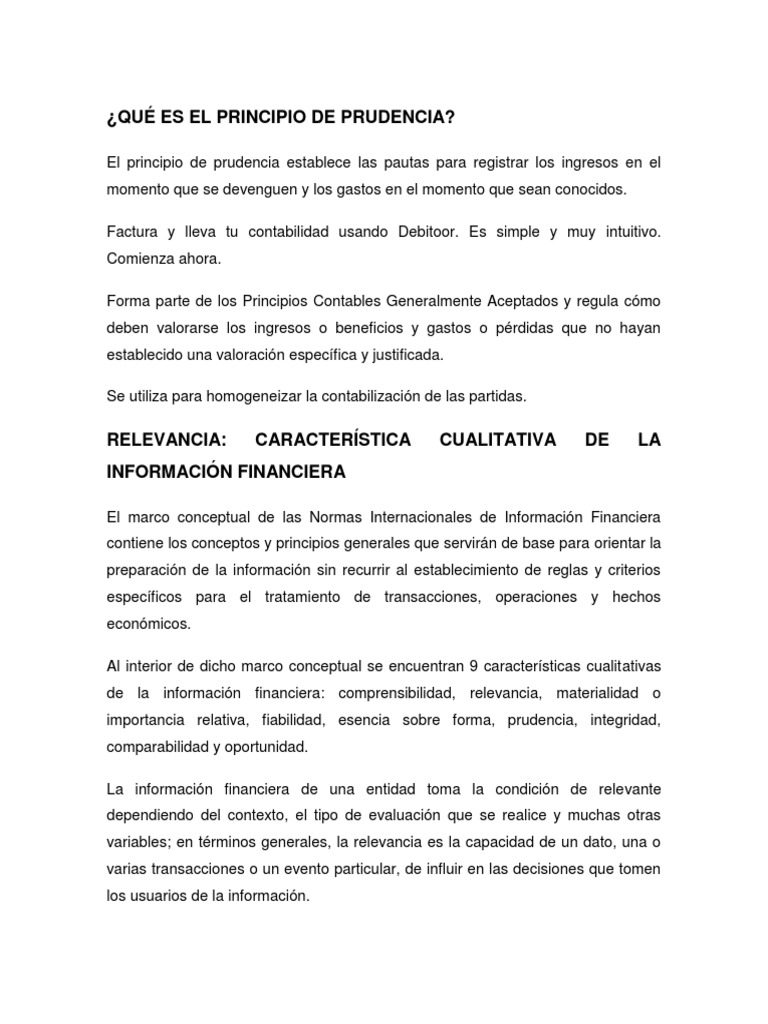 Qué Es El Principio de Prudencia | PDF | Contabilidad | Business