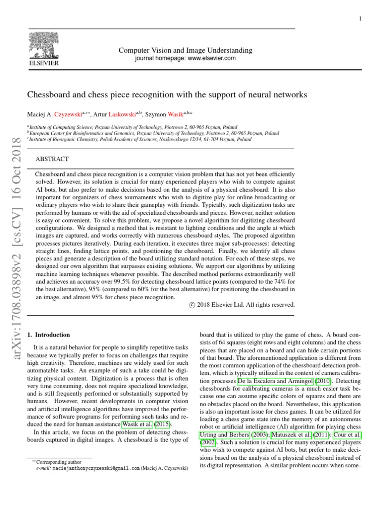 Chessboard Recognition with Neural Networks | PDF | Computer Vision ...