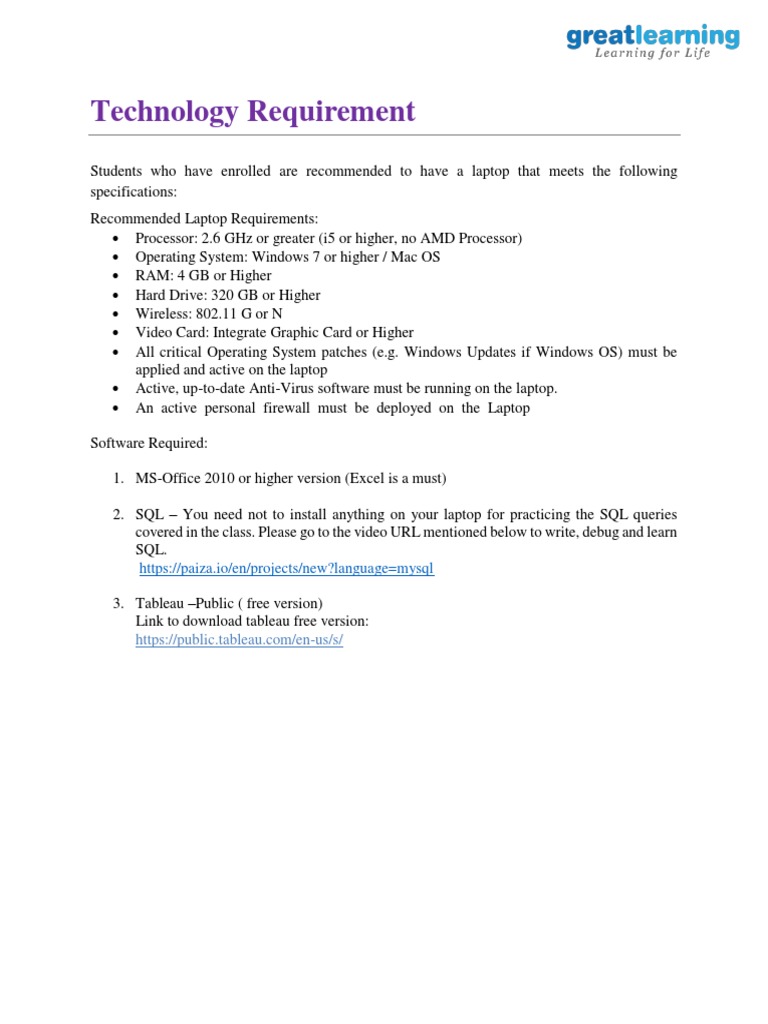 Technology Requirement