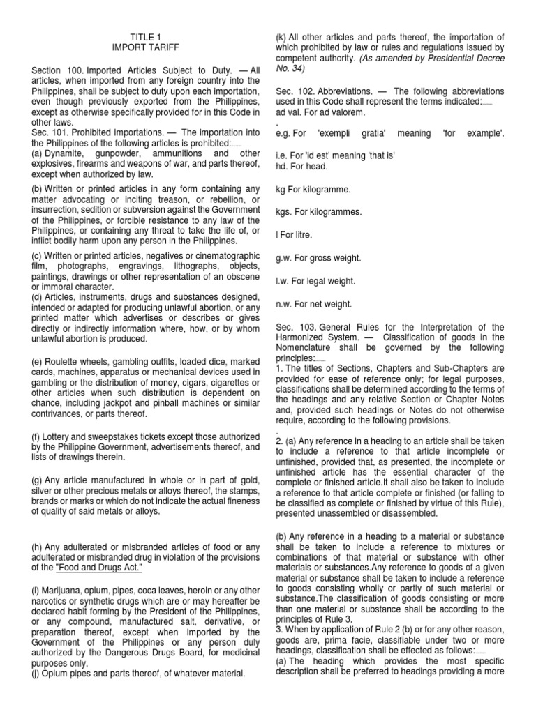 Tarrif and Customs Code | PDF | Ad Valorem Tax | Customs