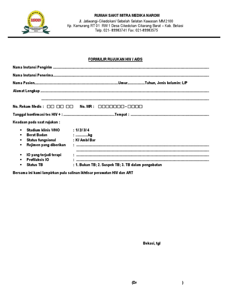 Formulir Rujukan Hiv | PDF