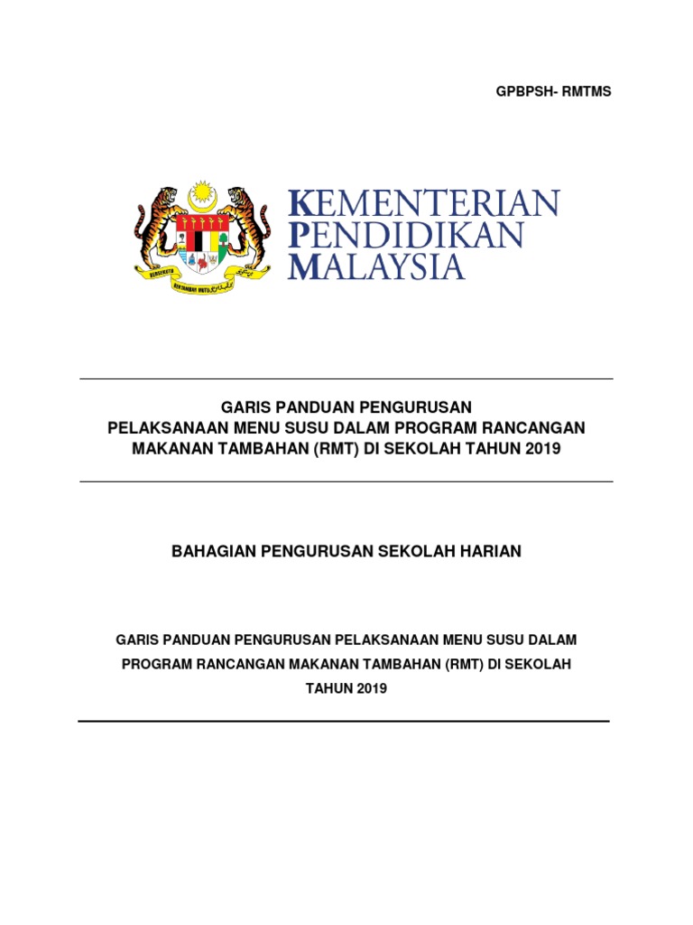Garis Panduan Pengurusan Susu Sekolah - 2019 | PDF