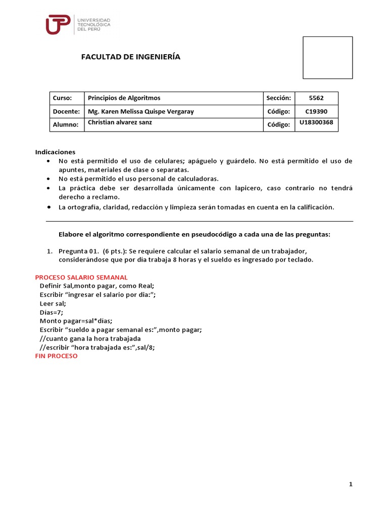 PC1 - Principios de Algoritmos | PDF | Enseñanza de matemática ...
