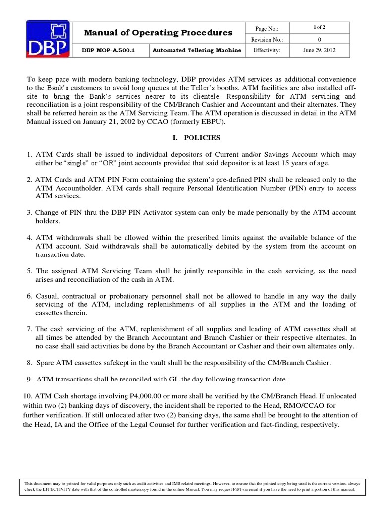 Test Document For Card Procedures | PDF | Automated Teller Machine ...