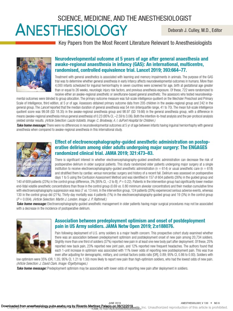 Science, Medicine, and The Anesthesiologist: Key Papers From The Most ...