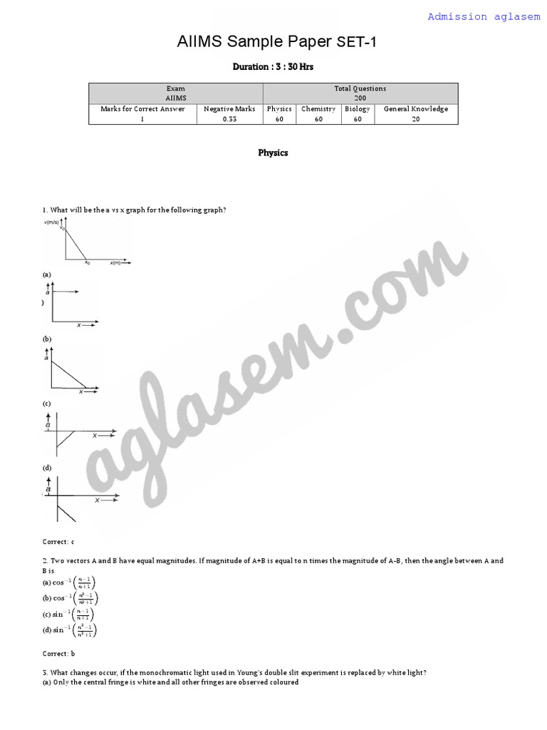 AIIMS Sample Paper | PDF | Inductance | Acid