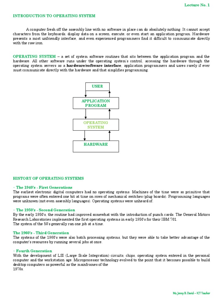 Overview of Operating Systems | PDF | Operating System | Computer Data ...