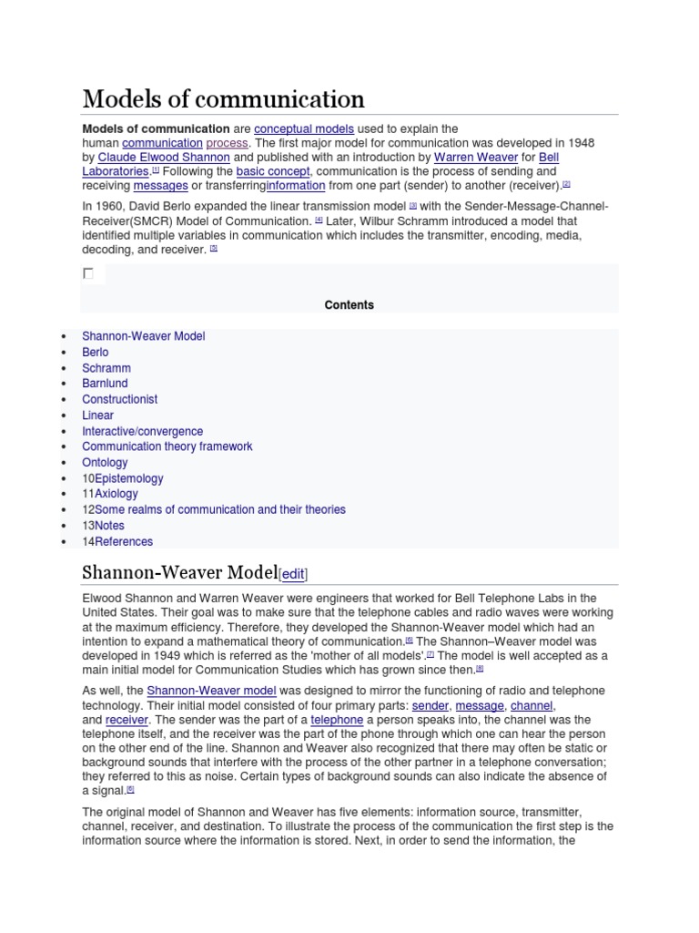 2 Models of Communication | PDF | Cybernetics | Communication