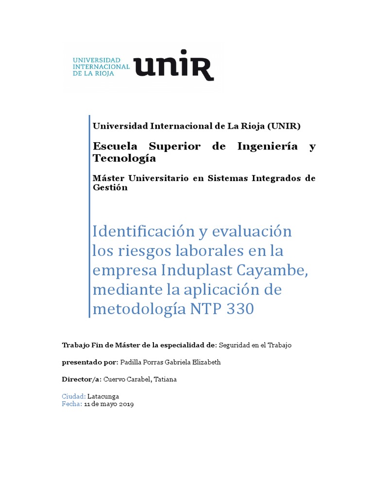 Portada TFM Sig | PDF | Planificación | Evaluación