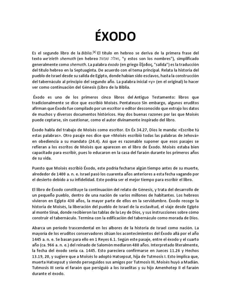 EXODO | PDF | Libro del éxodo | Moisés