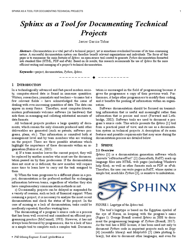 Sphinx As A Tool For Documenting Technical Projects: Javier García ...