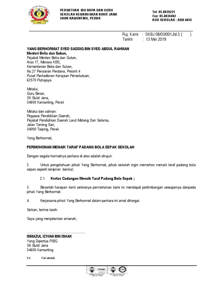 Surat Iringan PIBG | PDF