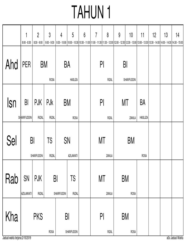 Jadual Waktu Draf | PDF