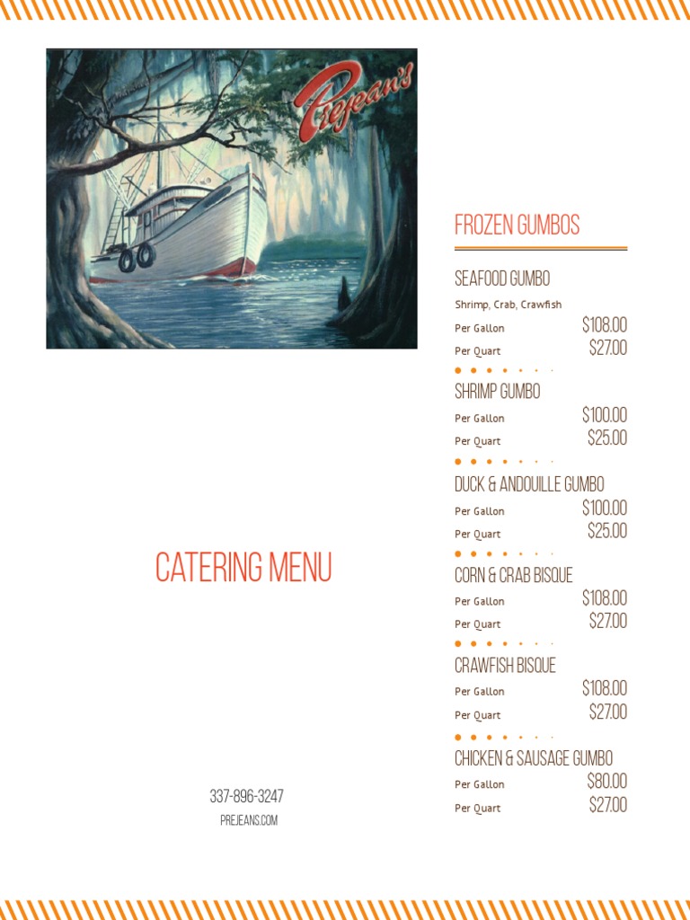 Prejeans Catering Menu | PDF | Salad | Louisiana Creole Cuisine