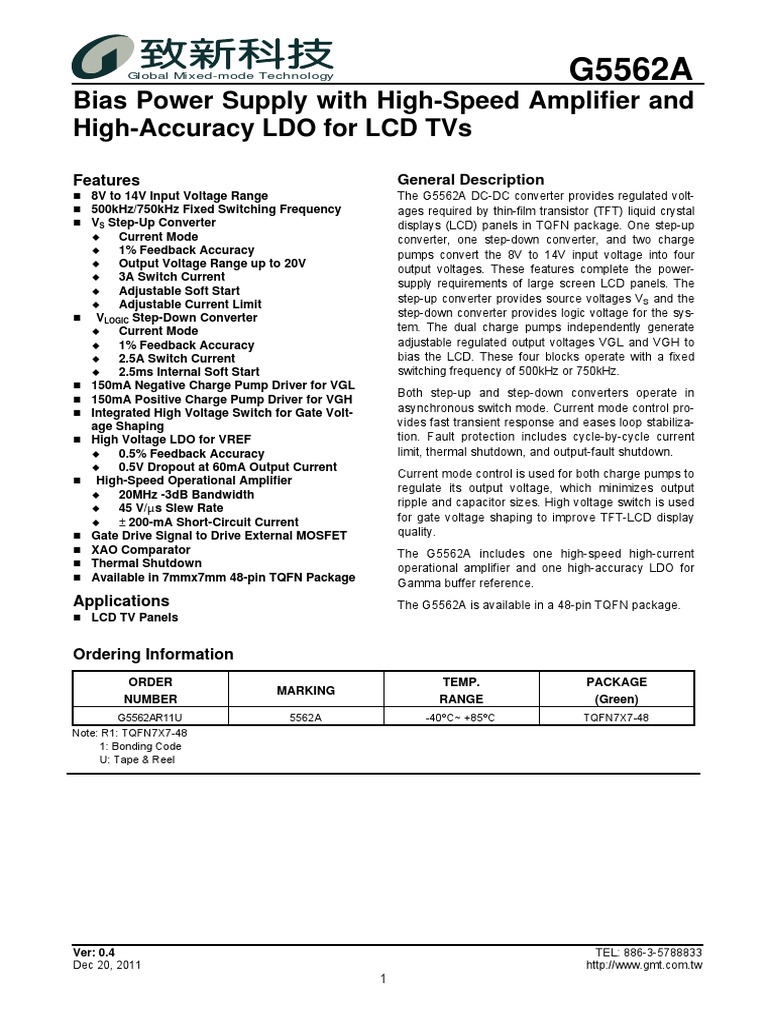 G5562A Global Mixed Mode Technology | PDF | Liquid Crystal Display ...