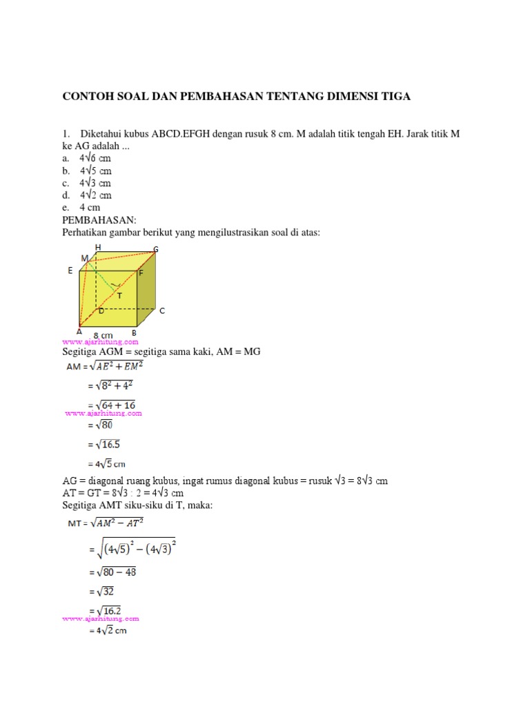 Contoh Soal Dan Pembahasan Tentang Dimensi Tiga | PDF