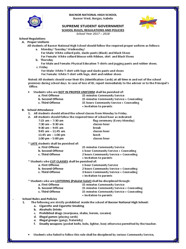 SSG Rules and Regulations 2017-2018 | PDF | Violence