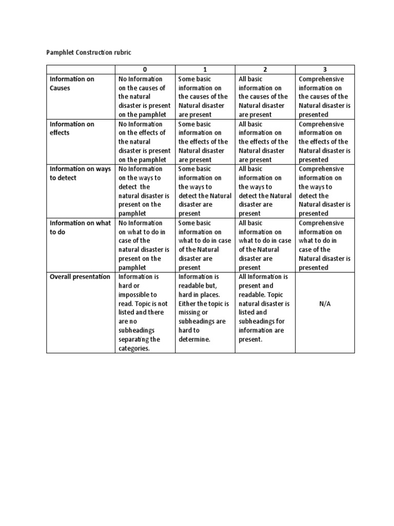 Pamphlet Construction Rubric | PDF