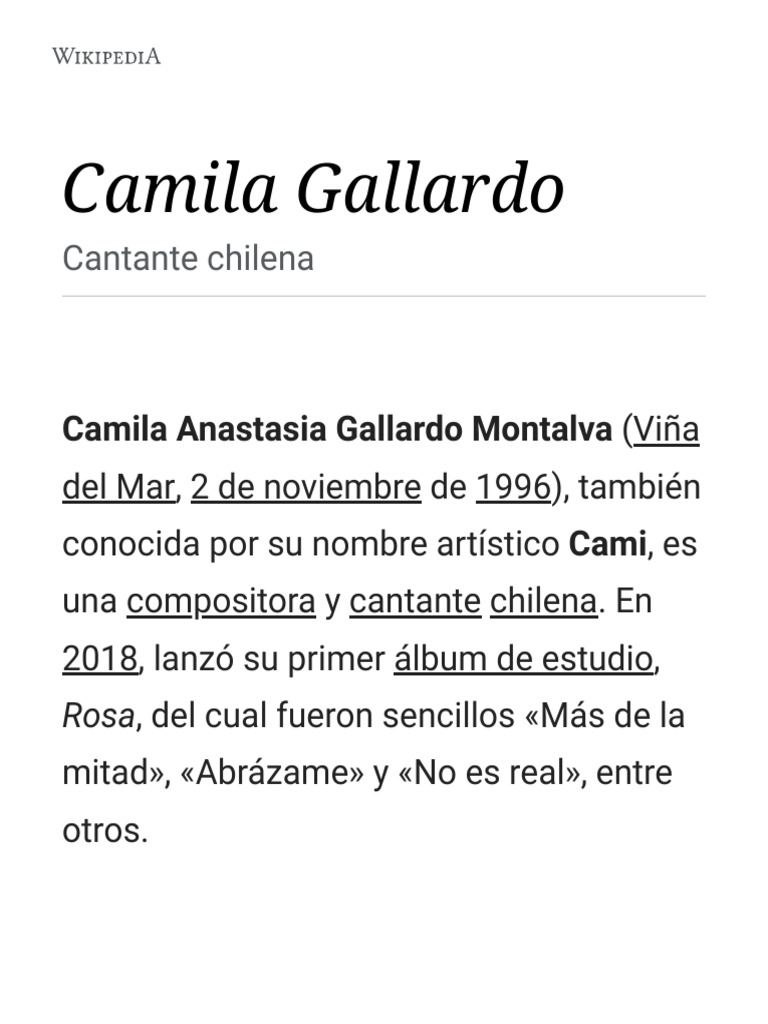 Camila Gallardo - Wikipedia, La Enciclopedia Libre | PDF | Chile ...
