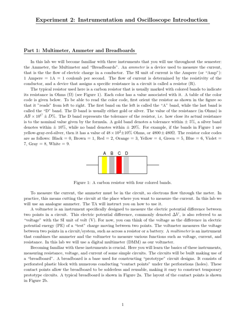 13f Lab 02 Instrumentation | PDF | Voltage | Resistor