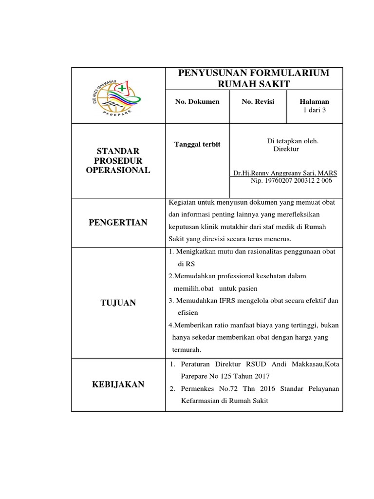 Spo Penyusunan Formularium Rumah Sakit Pdf