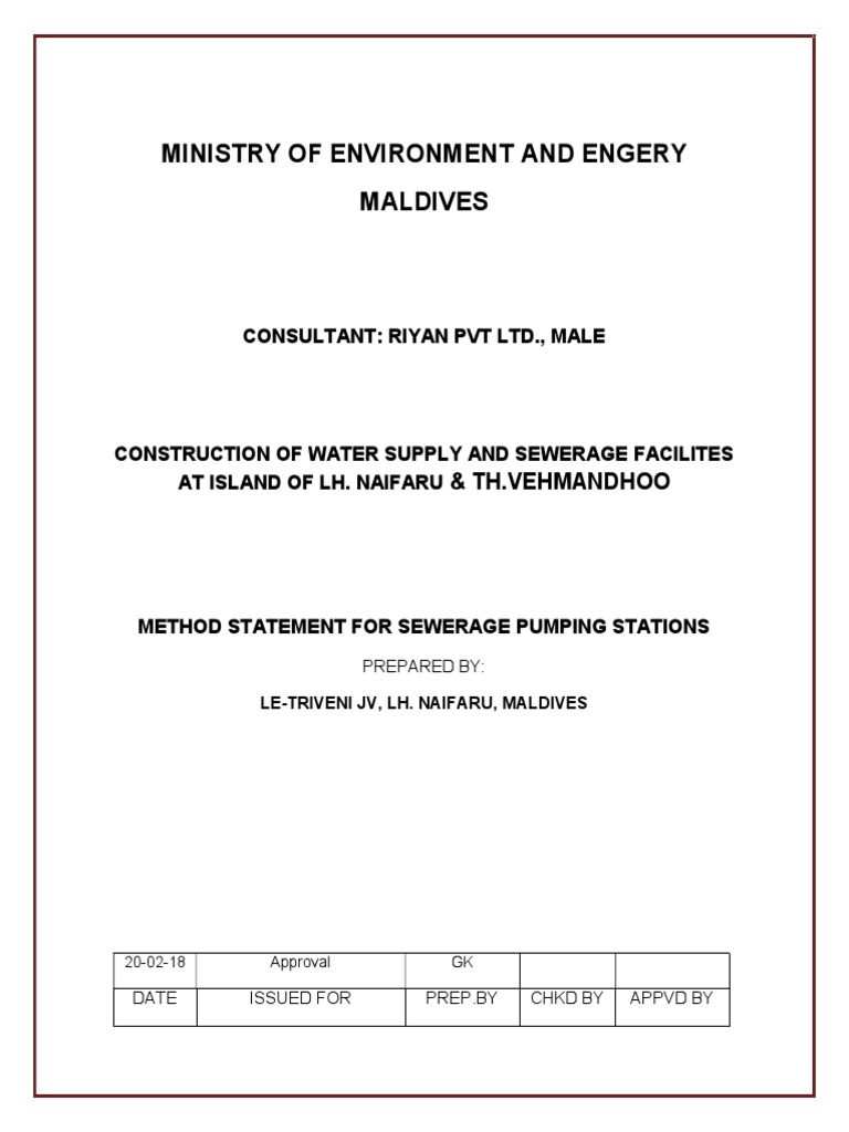 Method Statement For Pumping Stations Pdf Sanitary Sewer Pumping