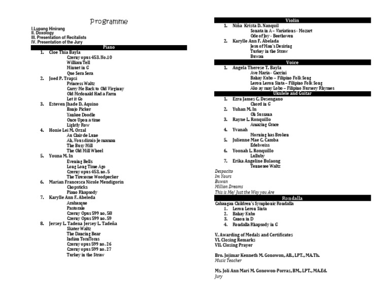 Programme | PDF | Classical Music | Entertainment (General)