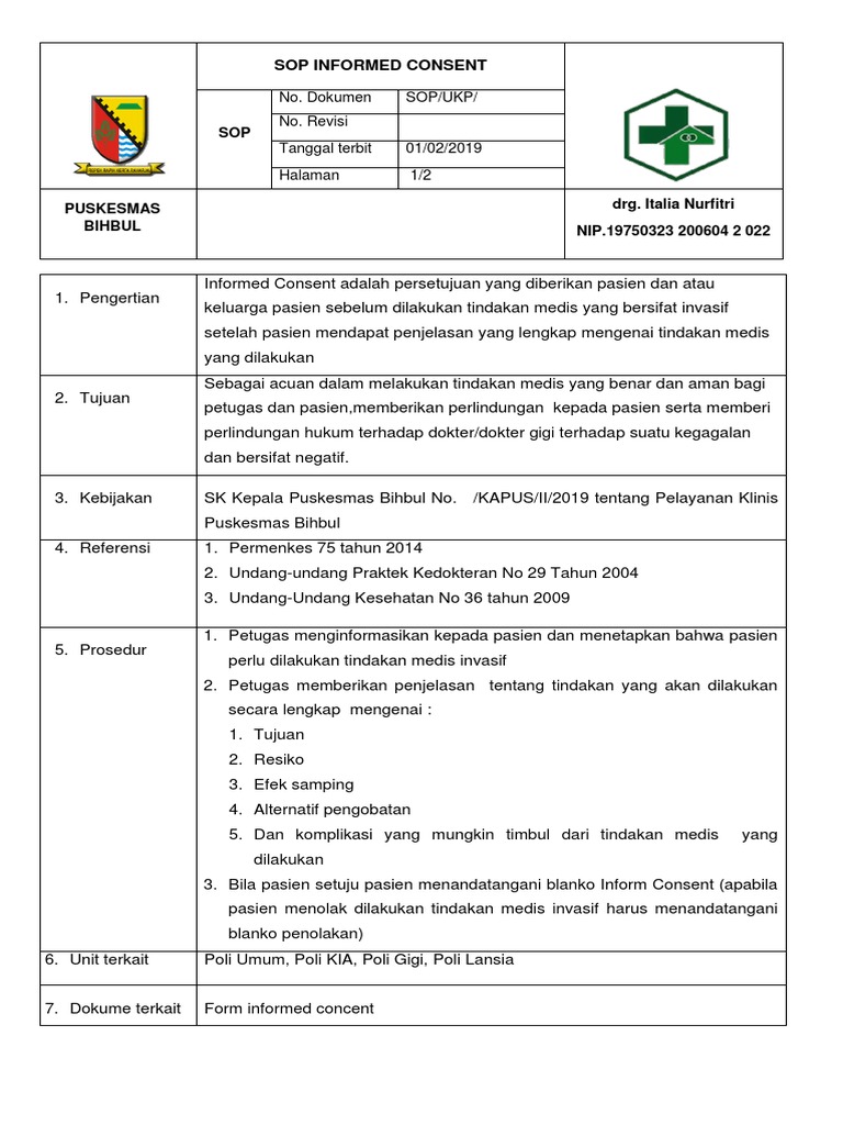Sop Informed Consent | PDF