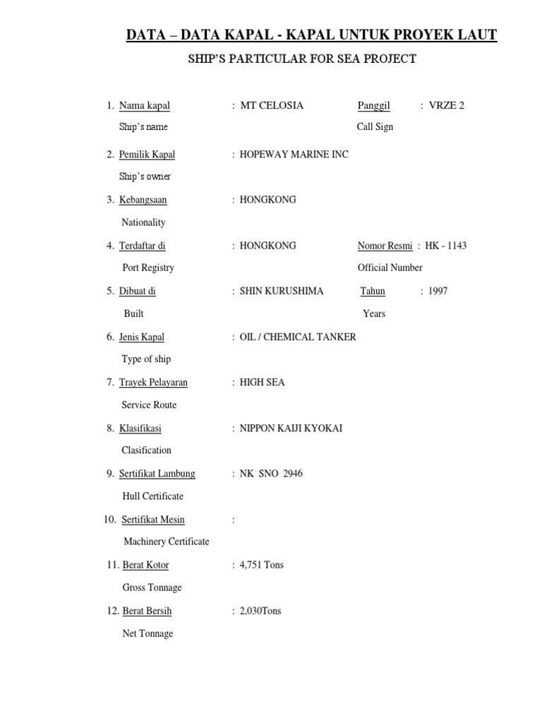 Ship's Particular | PDF