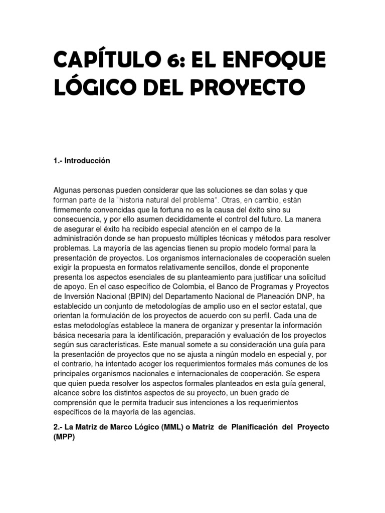 Enfoque Logico Del Proyecto | PDF | Planificación | Evaluación