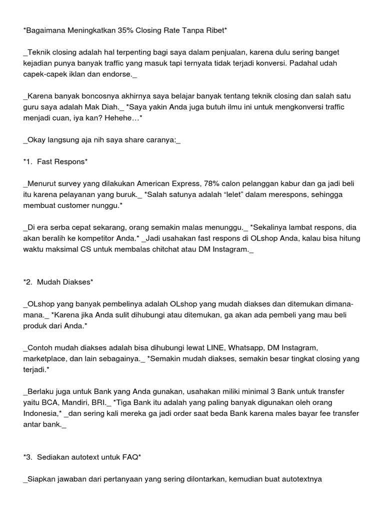 Tingkatkan Closing Rate 35% Mudah! | PDF