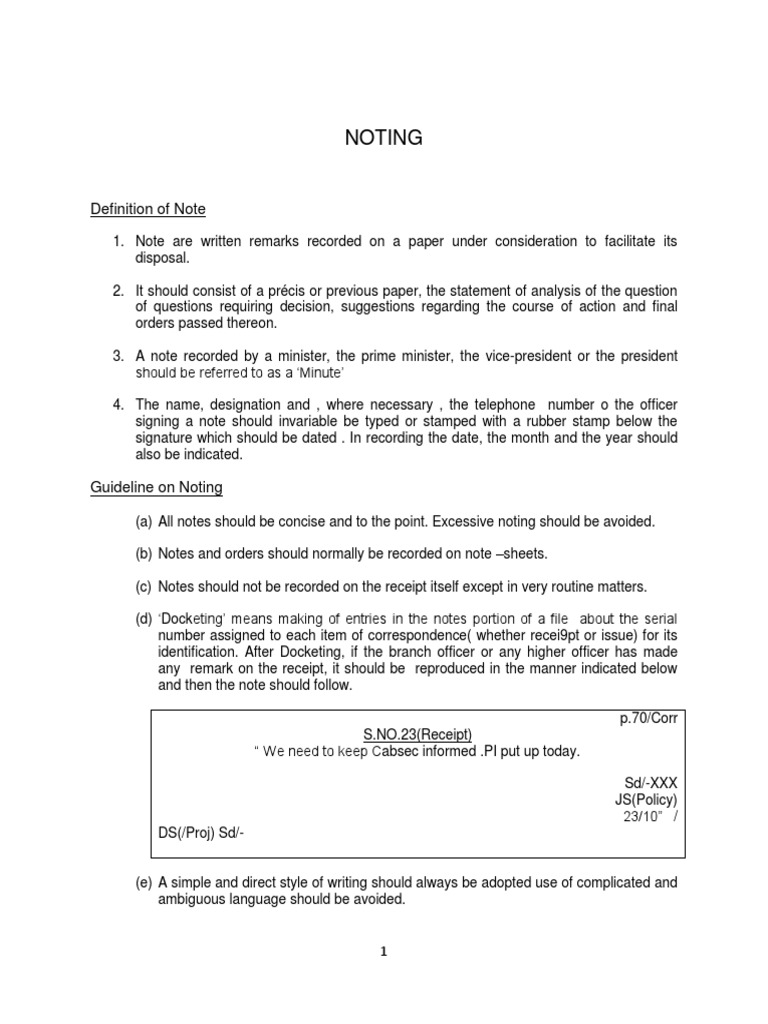 Noting: Definition of Note | PDF | Precedent