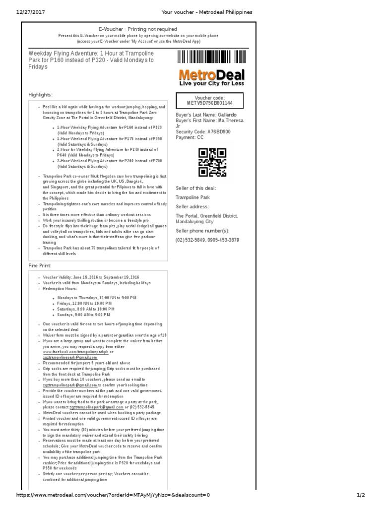 Metrodeal Trampoline 1 | PDF | Workweek And Weekend | Business