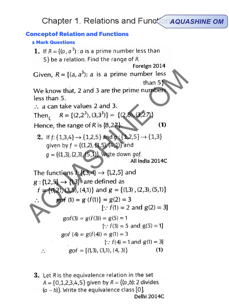 Maths Chapter 1 Chapterwise | PDF