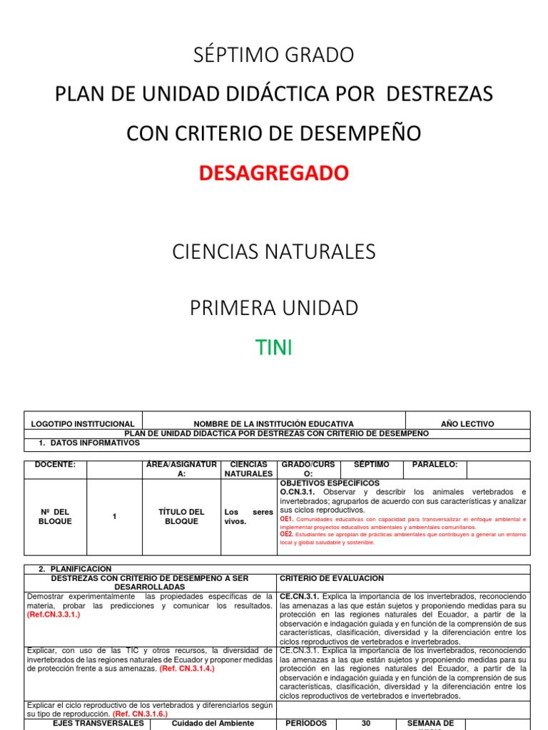 Pud Séptimo CCNN Desagregado | PDF | Entorno natural | La sexualidad humana