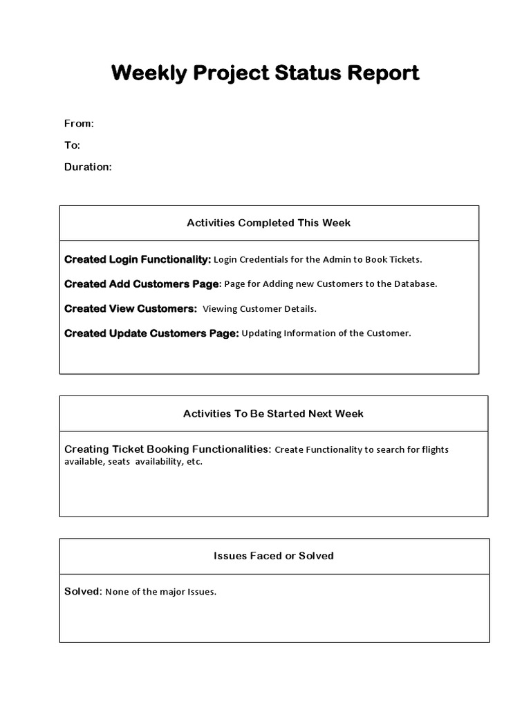 Weekly Project Status Report-Week 2 | PDF