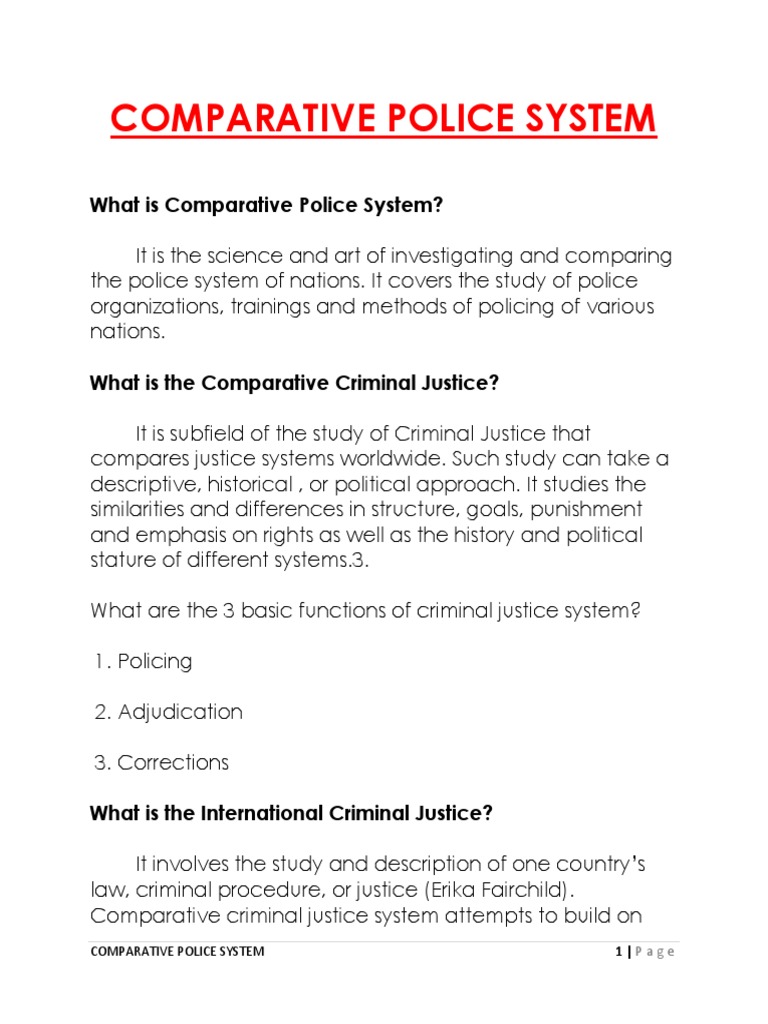 LEA - Comparative Police System - Notes | PDF | Organized Crime ...
