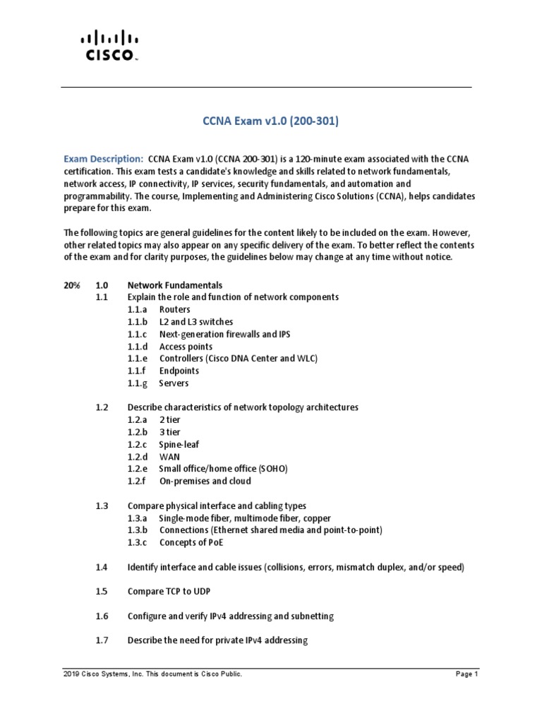 200 301 Ccna | PDF | Cisco Certifications | Ip Address