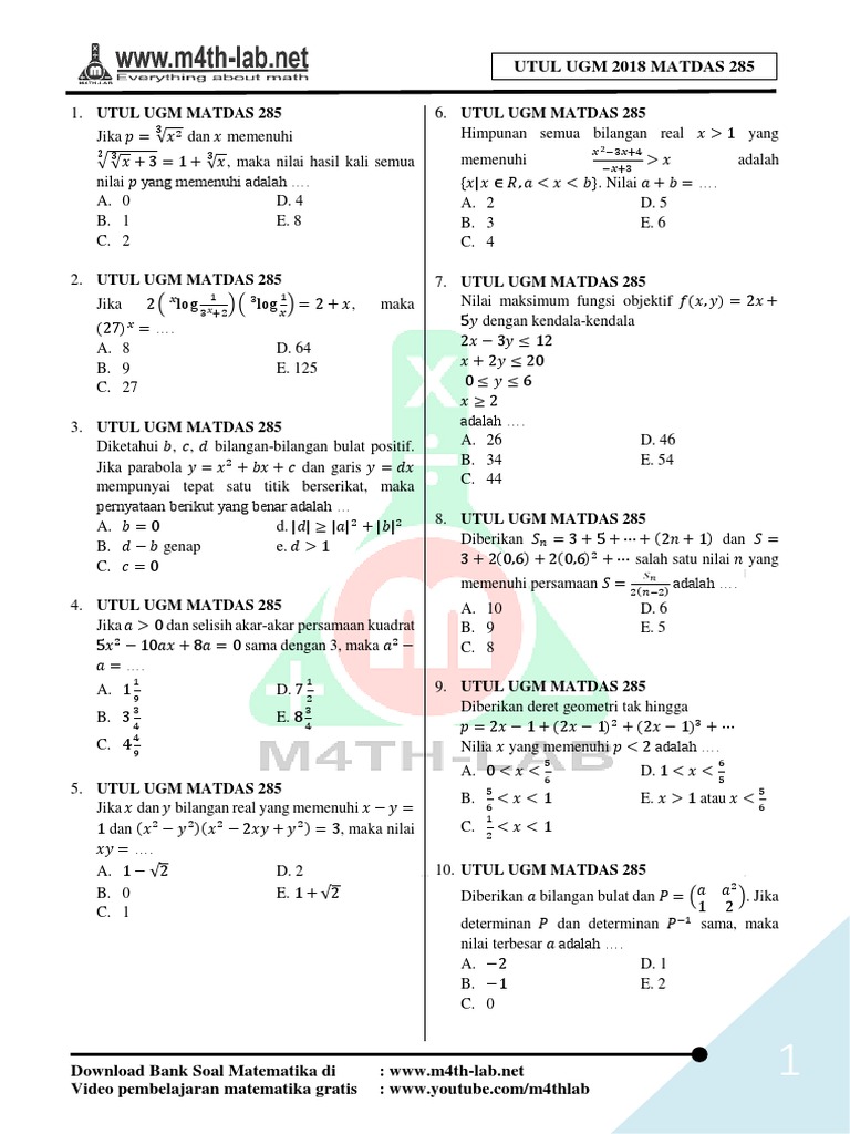 Utul Ugm 2018 Matdas 285 | PDF