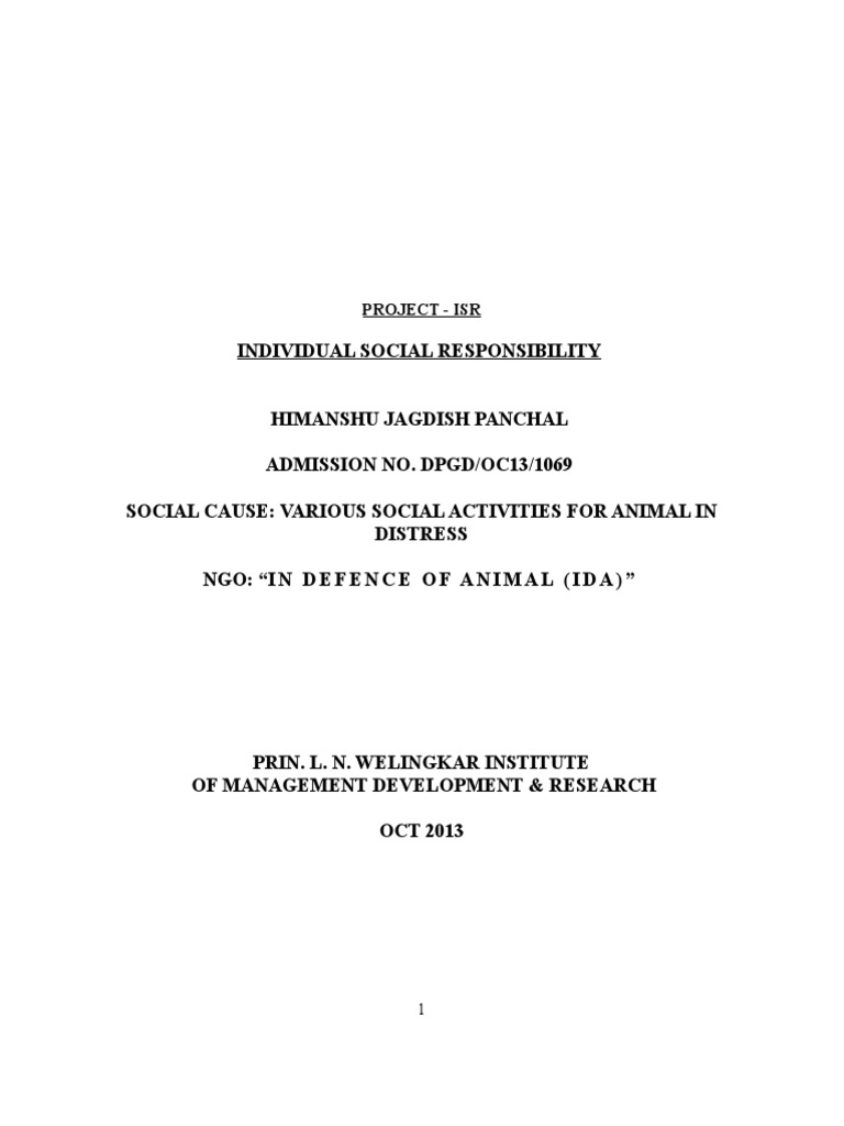 Project - Isr | Download Free PDF | Corporate Social Responsibility