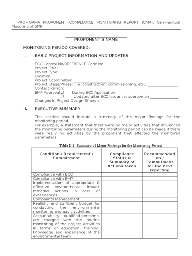 CMR Form | PDF | Environmental Monitoring | Regulatory Compliance