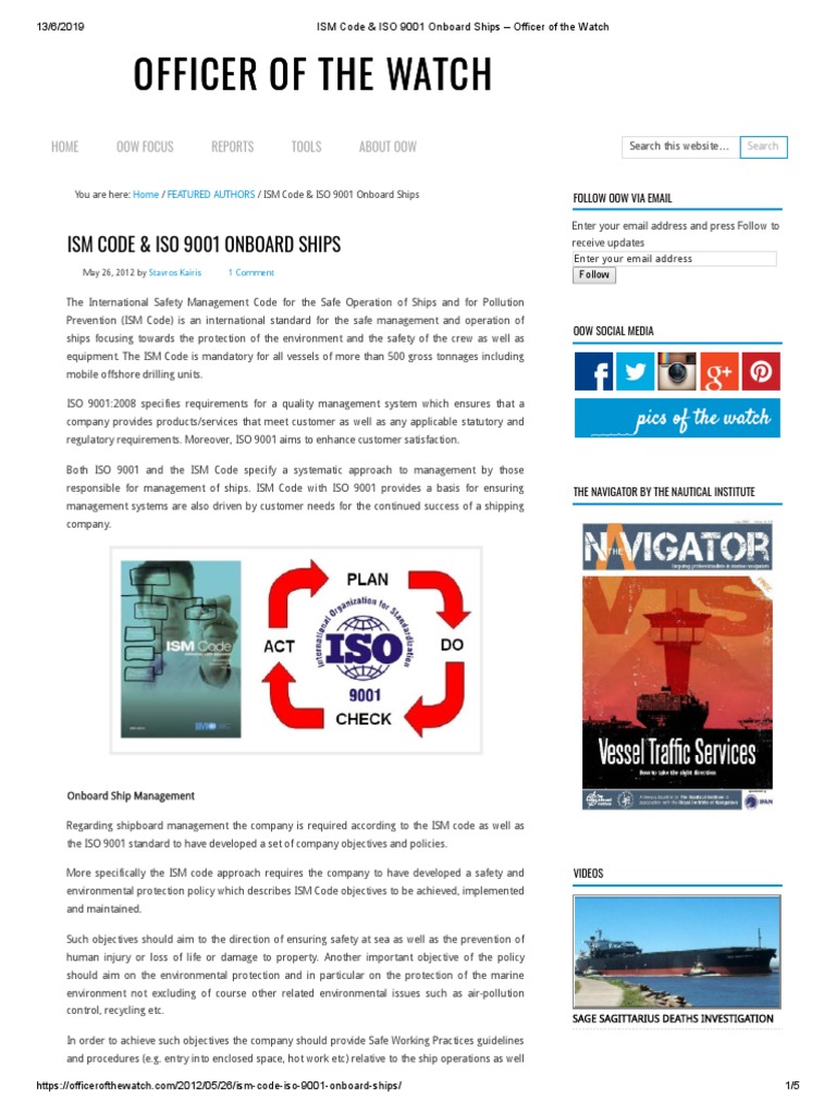 ISM & ISO 9001: Ship Management Essentials | PDF | Iso 9000 | Quality ...