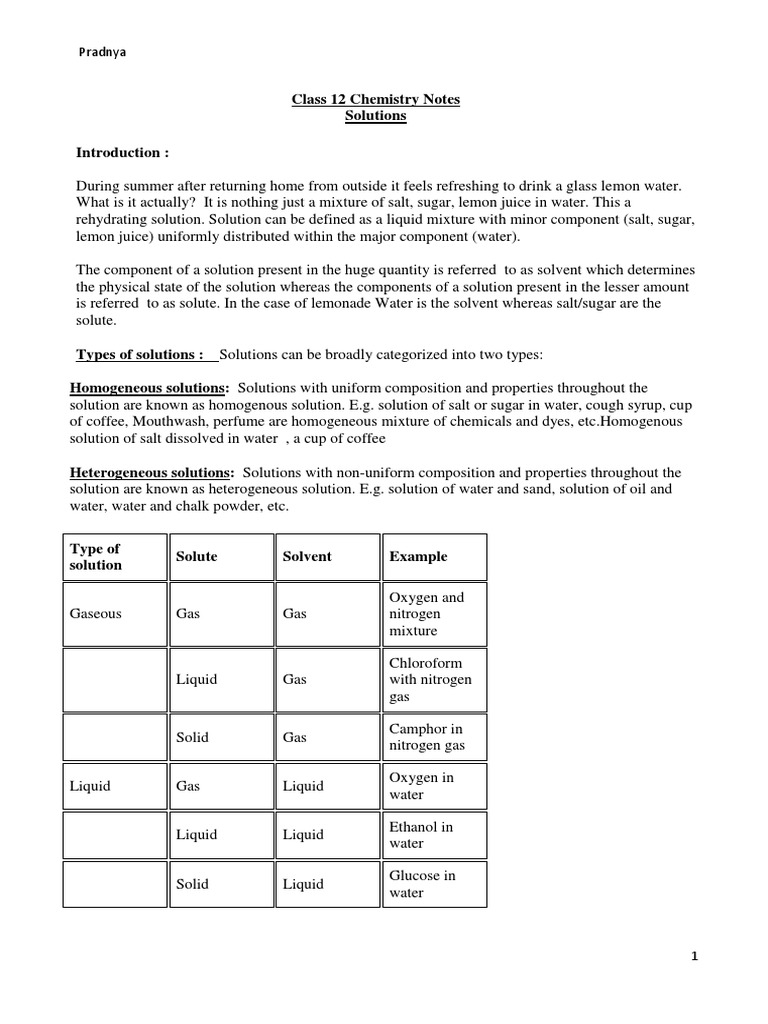 Class 12 Solutions Chemistry | PDF | Osmosis | Solution