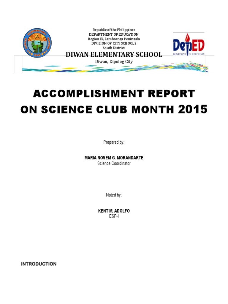 Accomplishment Report On Science Club | PDF | Science | Knowledge