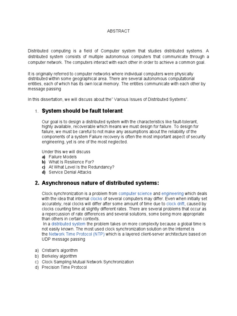 Abstract On Challenges in Distributed Systems | Download Free PDF ...