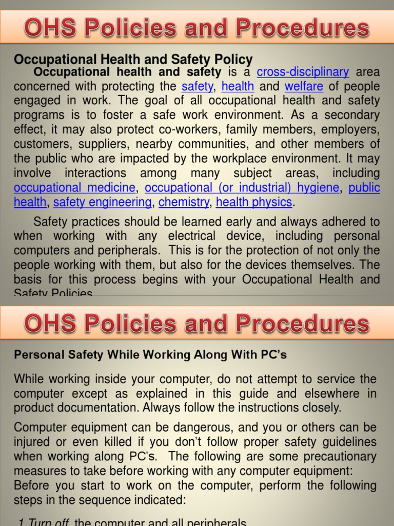 OHS Policies & Procedures | Personal Protective Equipment | Safety