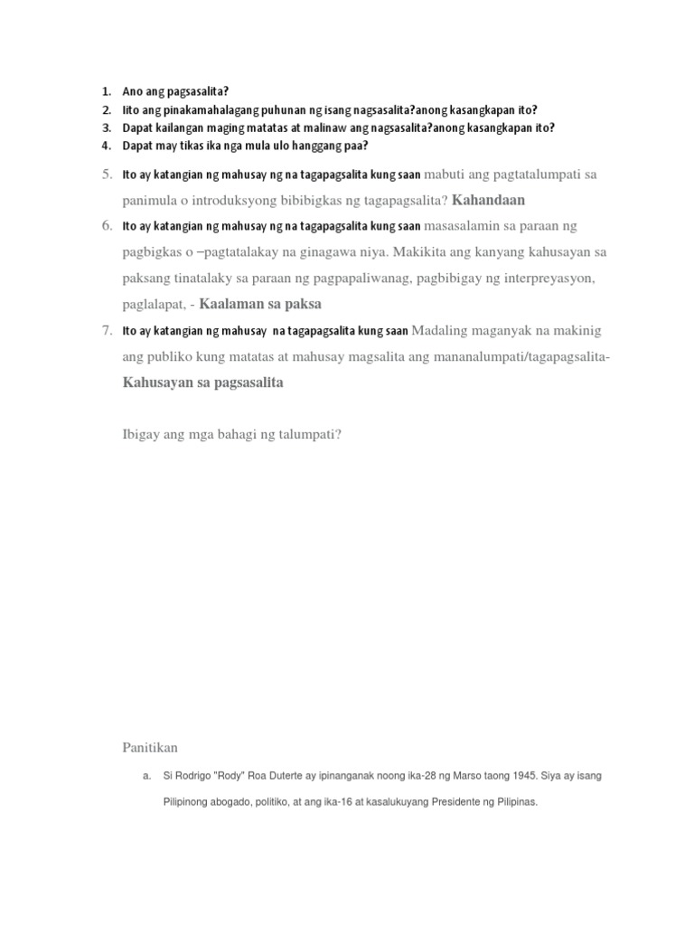 Ano Ang Pagsasalita | PDF