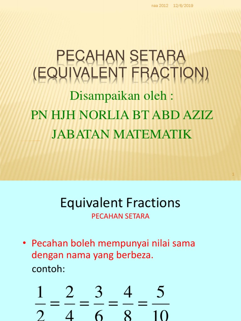 Pecahan Setara Naa | PDF