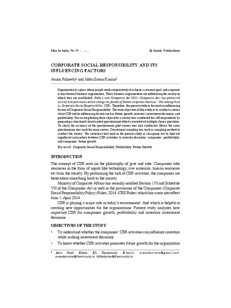 CSR Man in India | PDF | Corporate Social Responsibility | Chi Squared ...