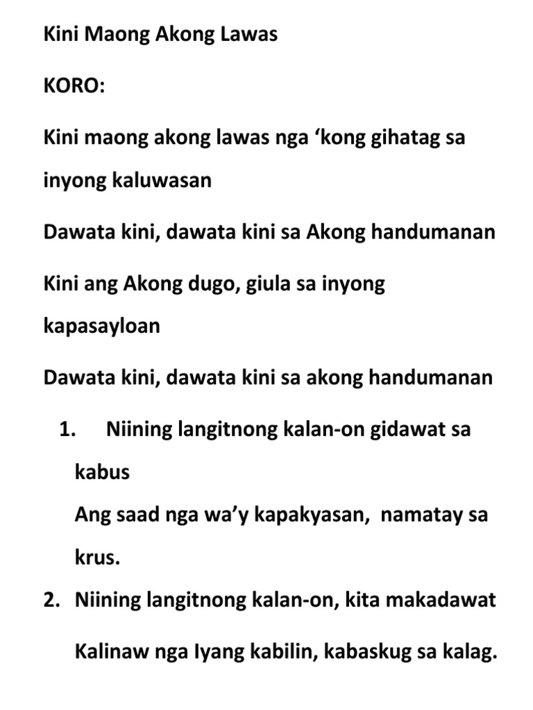 Kini Maong Akong Lawas | PDF
